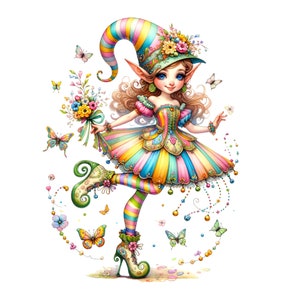 30 PNG Spring Elves Clipart Bundle, Whimsical Elf Illustrations Designs ...