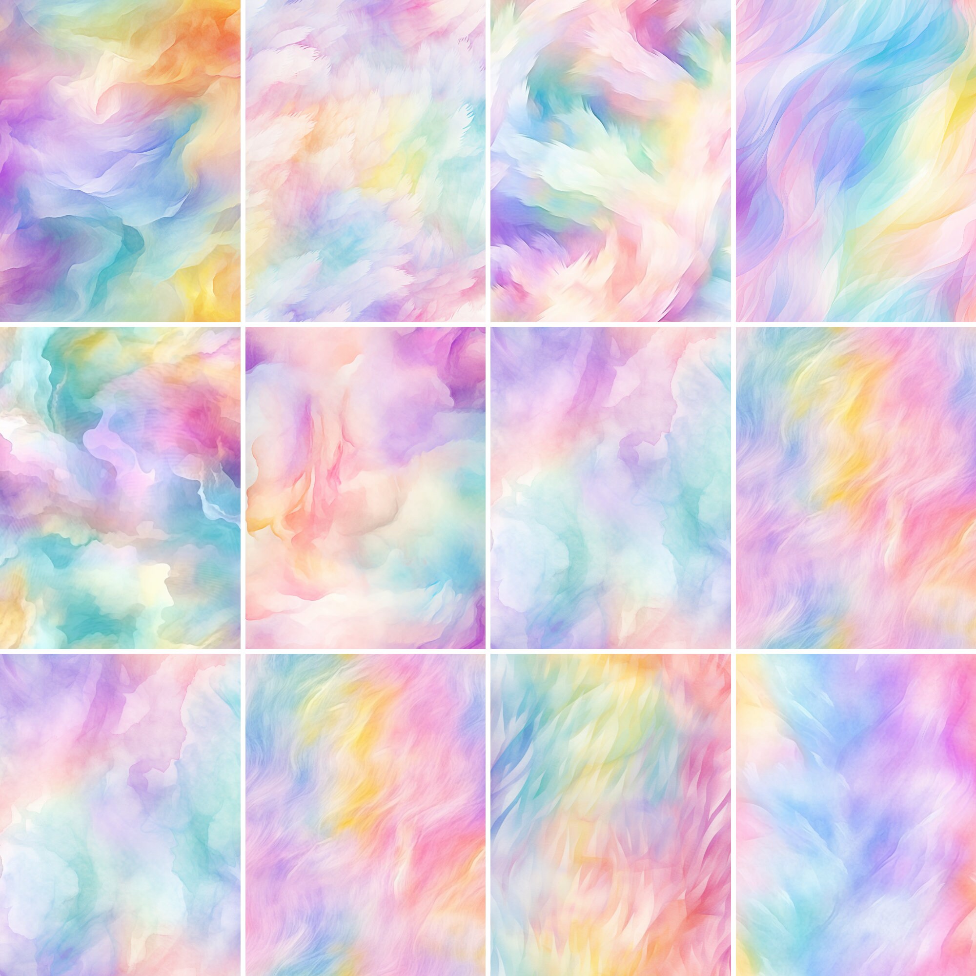 24 Seamless Watercolor Rainbow Unicorn Digital Paper Pack,rainbow ...