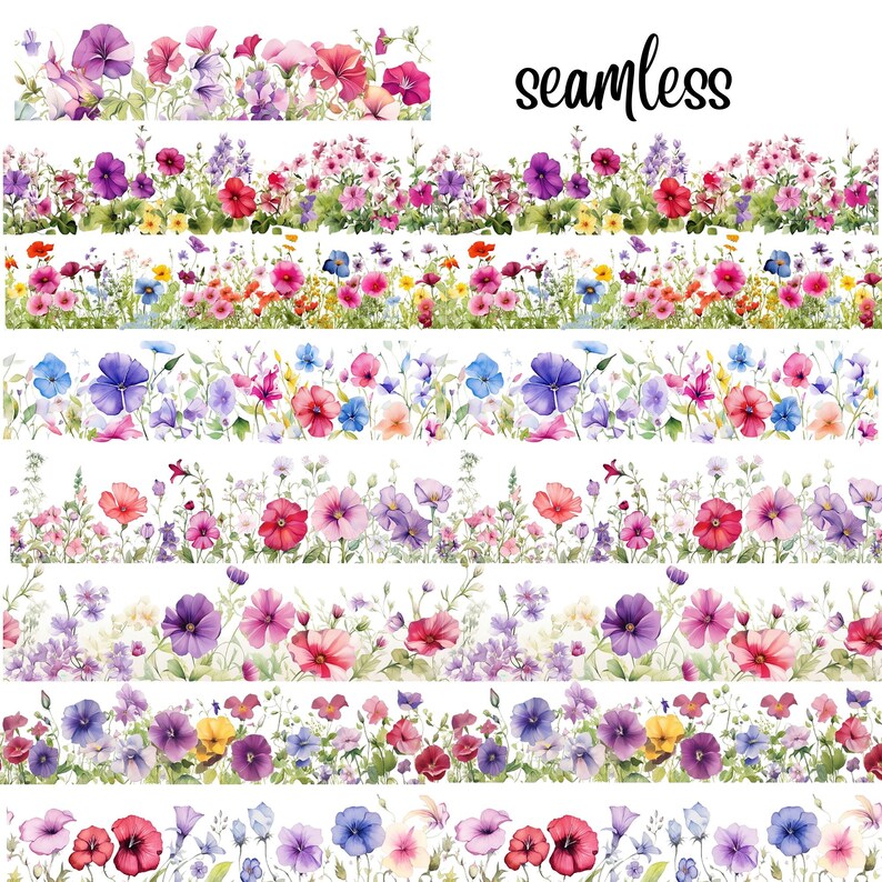 38 Floral Petunia Seamless Border Png, Floral Garland Clipart ...