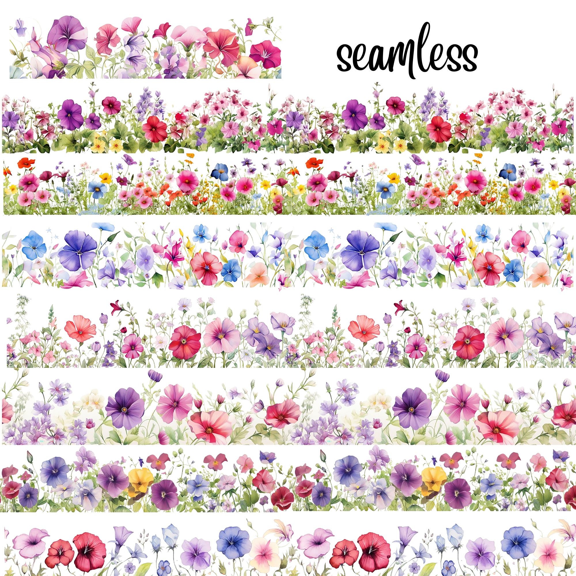 38 Floral Petunia Seamless Border Png, Floral Garland Clipart ...