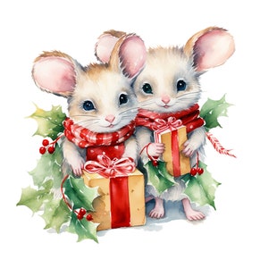 12 Christmas Mouse Clipart High Quality Jpgs digital Download card ...