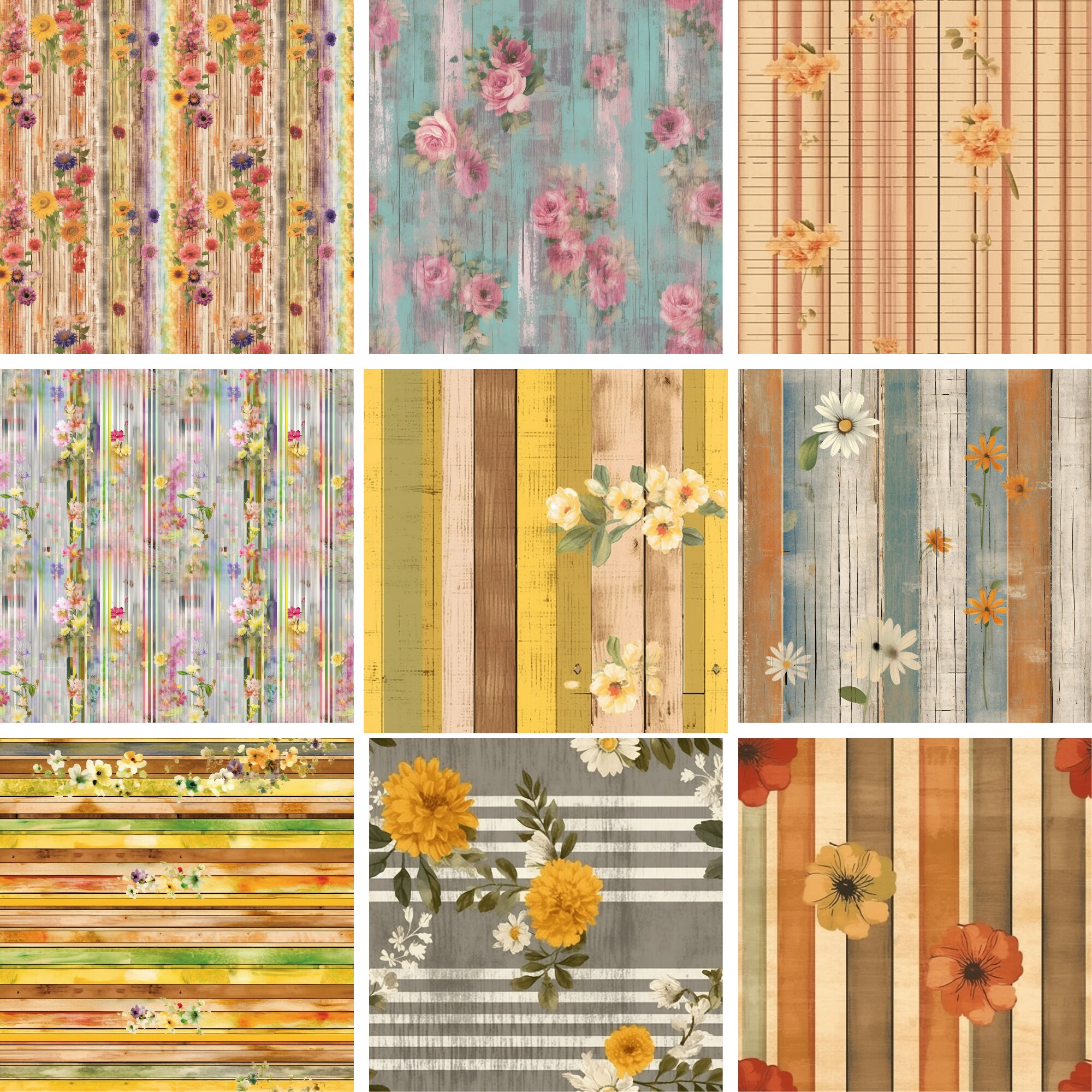 25 Vintage Shabby Chic Seamless Digital Paper, Shabby Chic Stripes ...