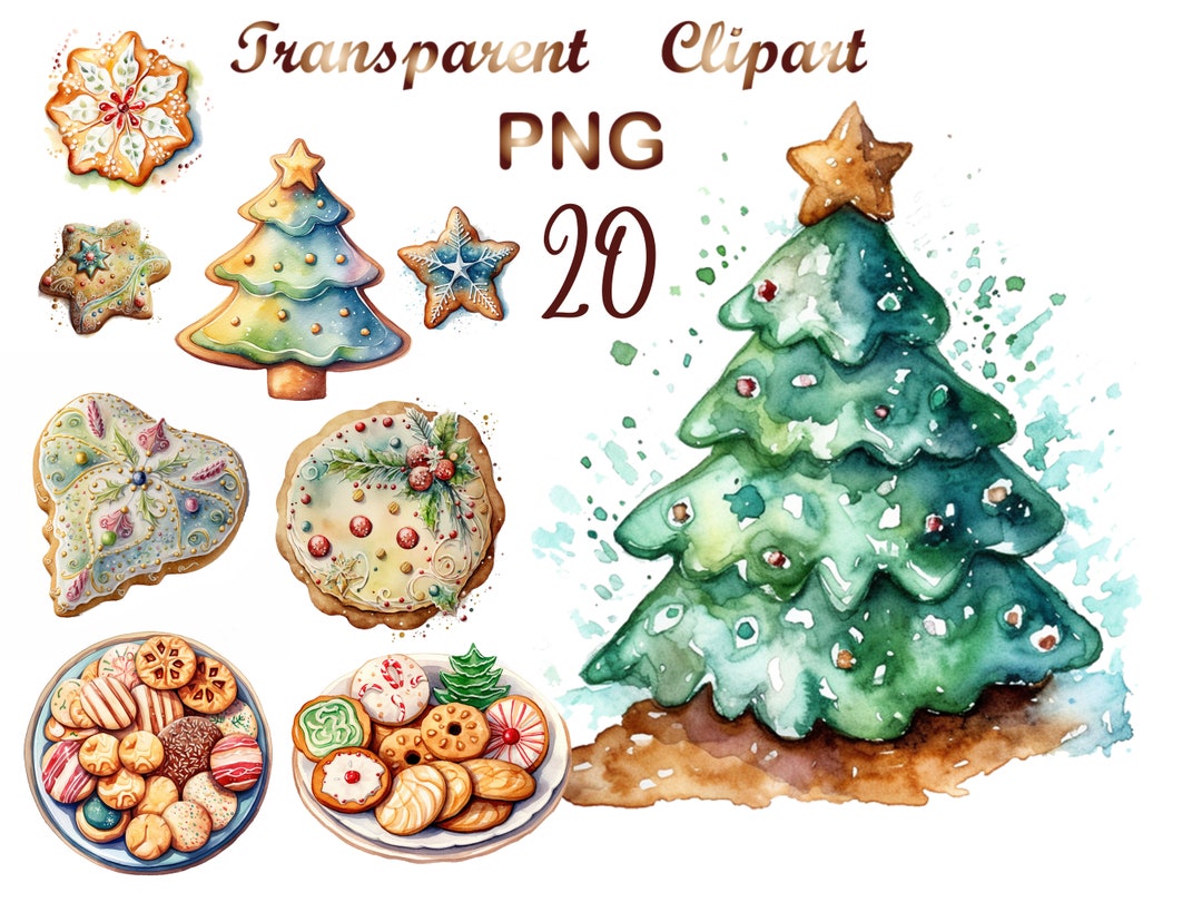 20 Christmas Gingerbread Clipart PNG, Digital Download, Christmas ...