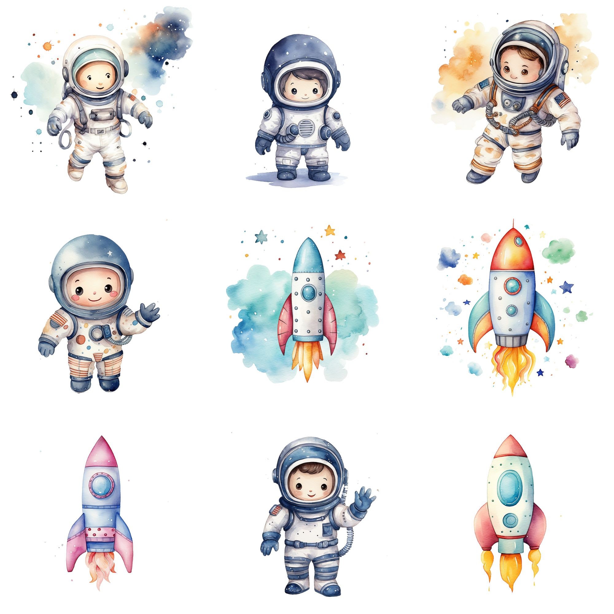 70 Watercolor Space Clipart Bundle, PNG, Sun Watercolor Clipart ...
