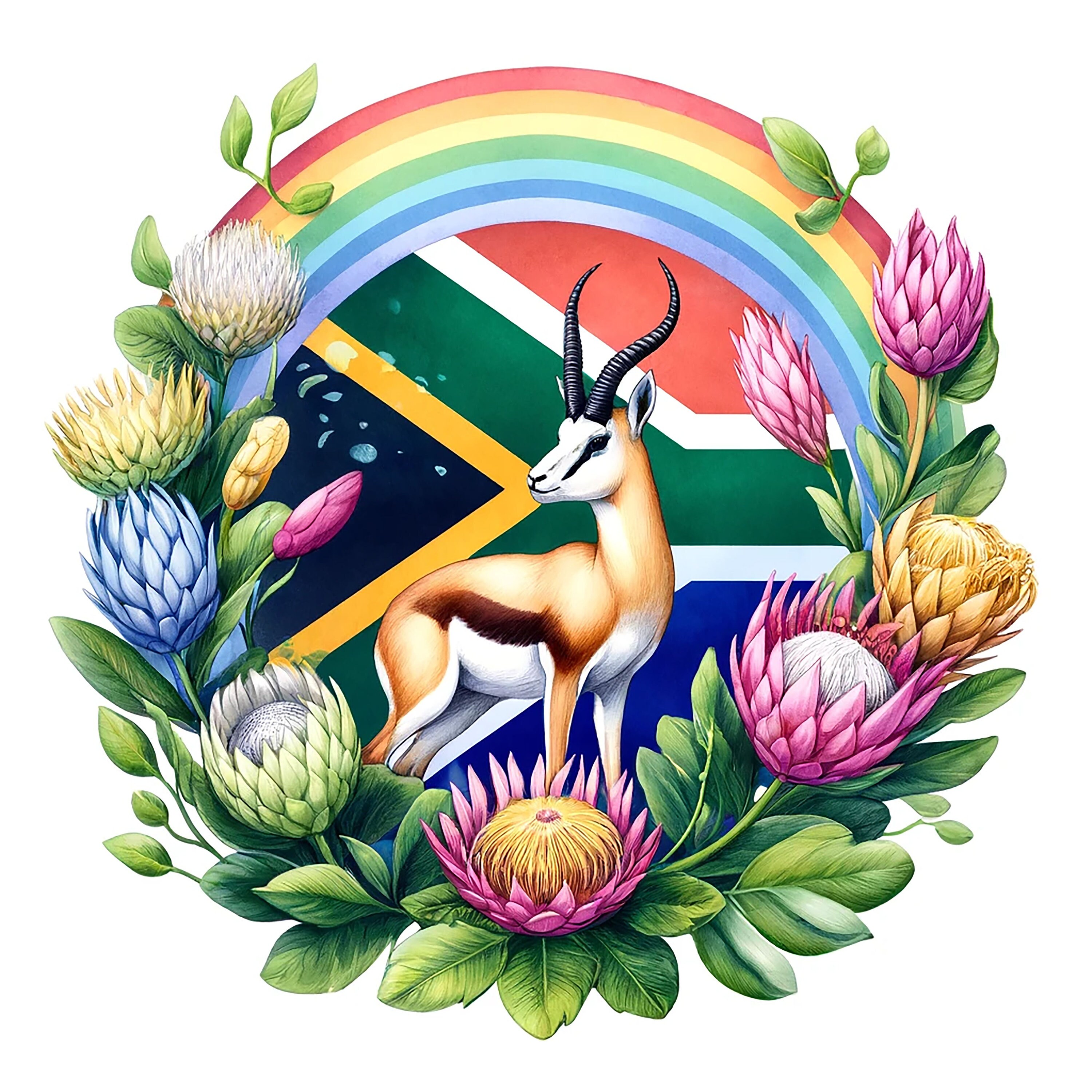 Watercolor African Springbok Clipart Bundle, 15 PNG/JPG South Africa ...