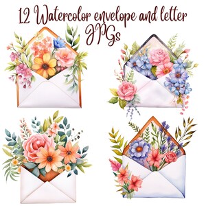 12 Watercolor Envelope and Letter Jpgs, Watercolor Envelope and Letter ...