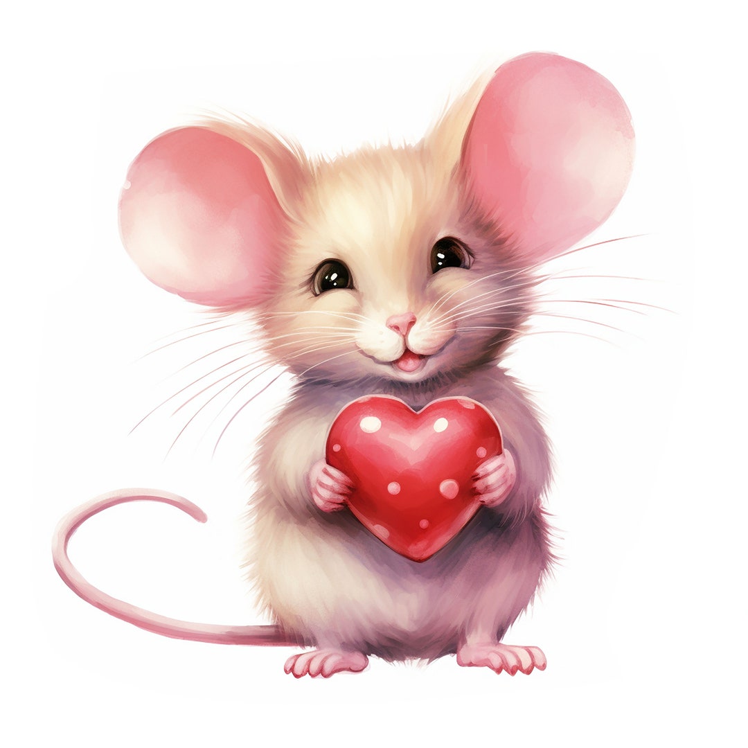 14 Mouse With Heart Jpgs, High Quality Jpgs, Card Making, Mixed Media ...