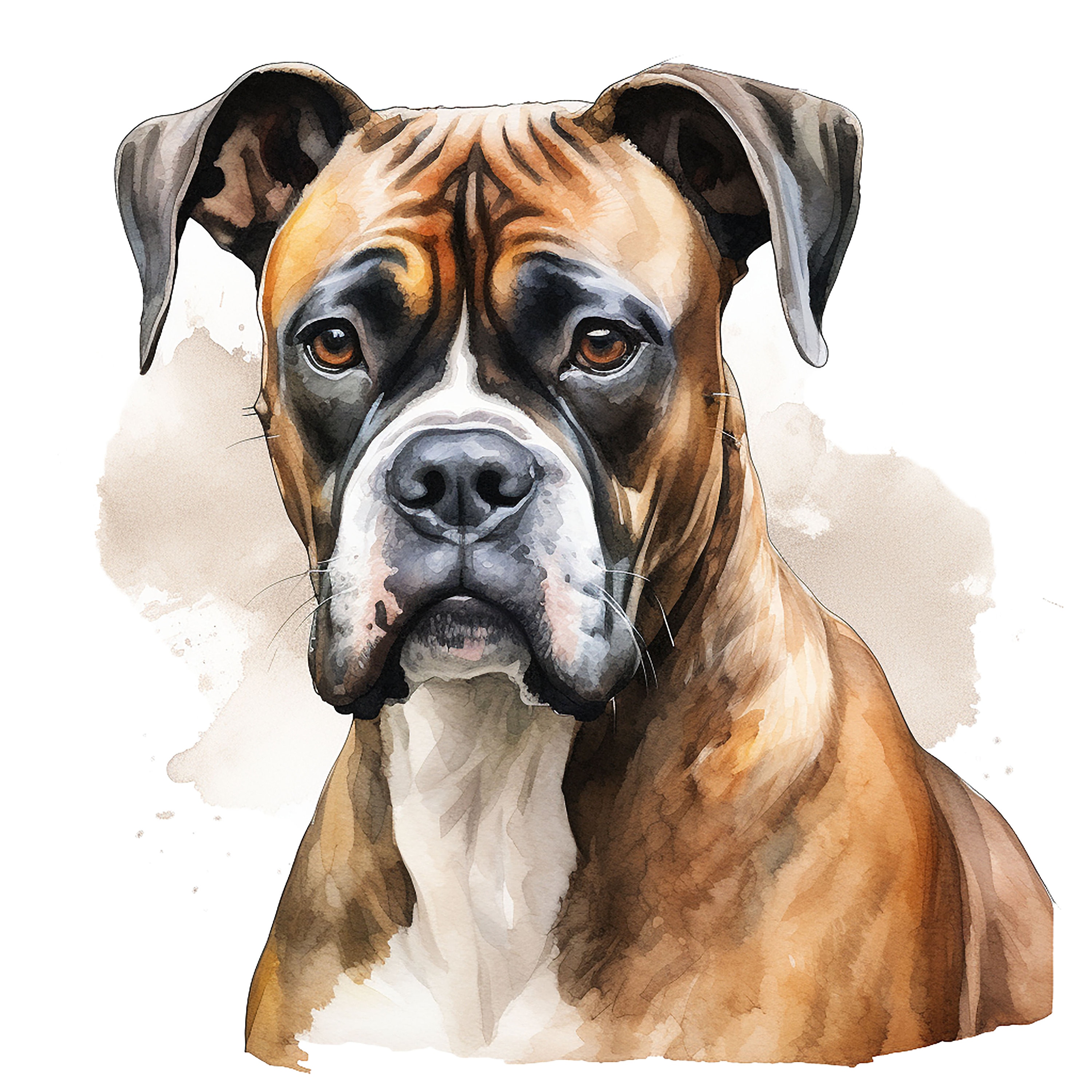 20 Watercolor Boxer Dog Clipart PNG, Miniature Dog Clipart, Boxer Dog ...
