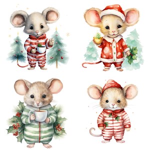 12 Christmas Mouse Clipart - High Quality Jpgs -digital Download -card ...
