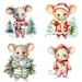 12 Christmas Mouse Clipart - High Quality Jpgs -digital Download -card ...