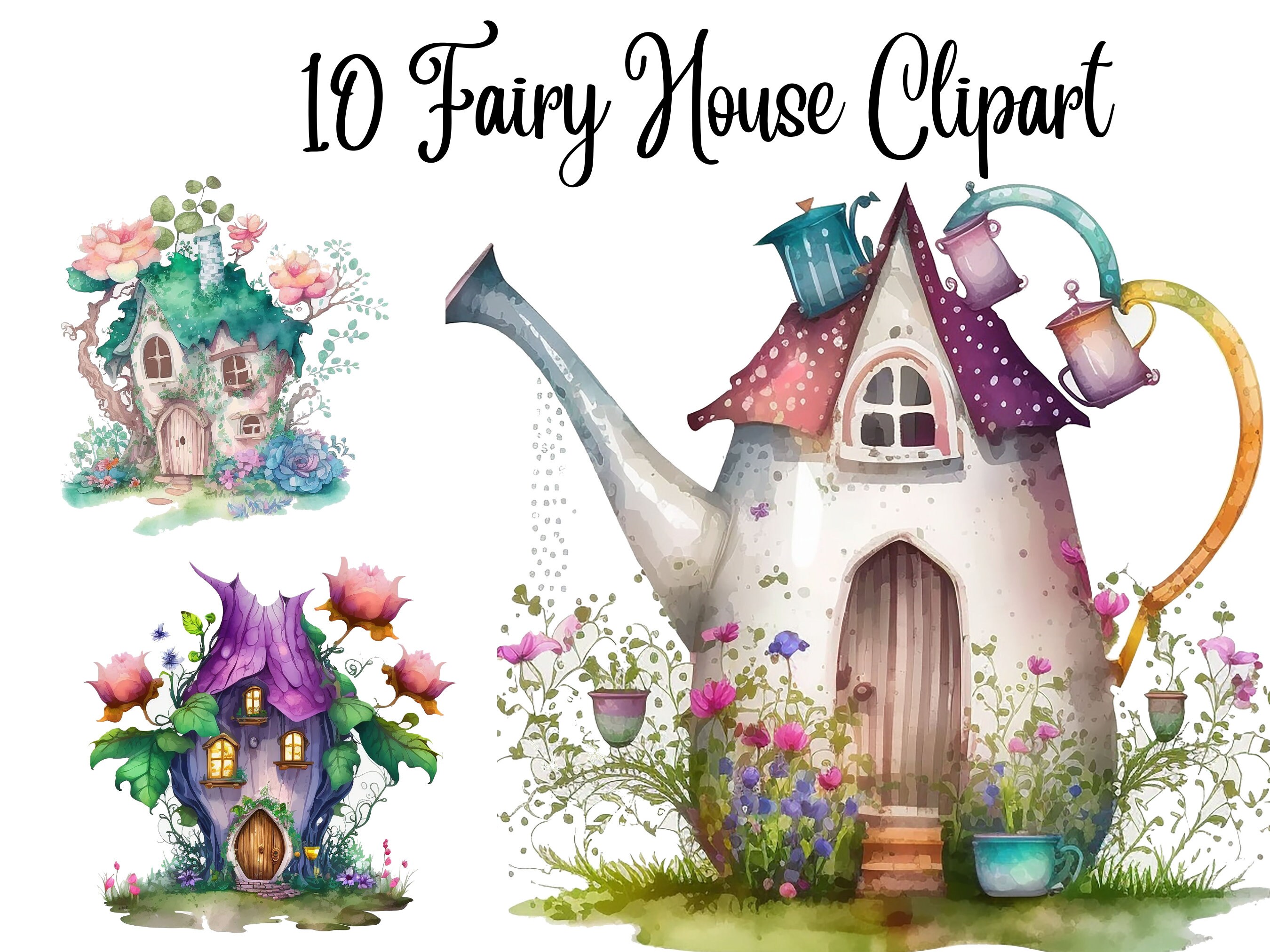 10 Fairy House Clipart Jpgs Digital Planner Paper Crafts - Etsy UK