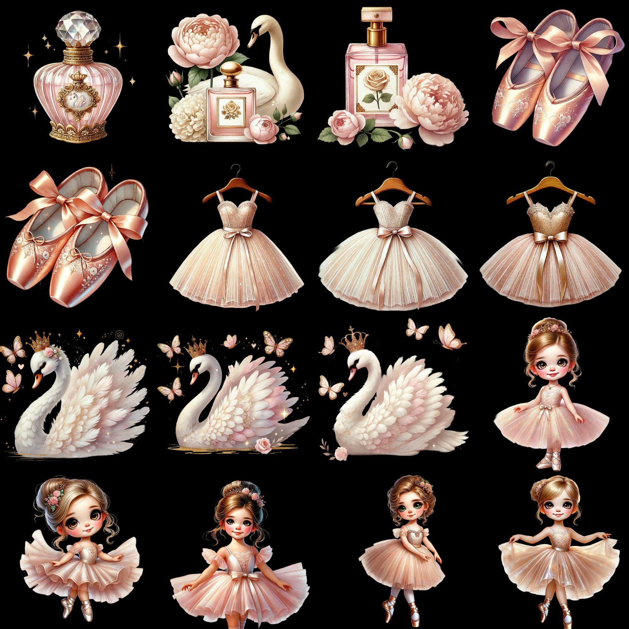 100 PNG Cute Little Ballerinas Clipart Set, Ballet Dancer Clipart ...