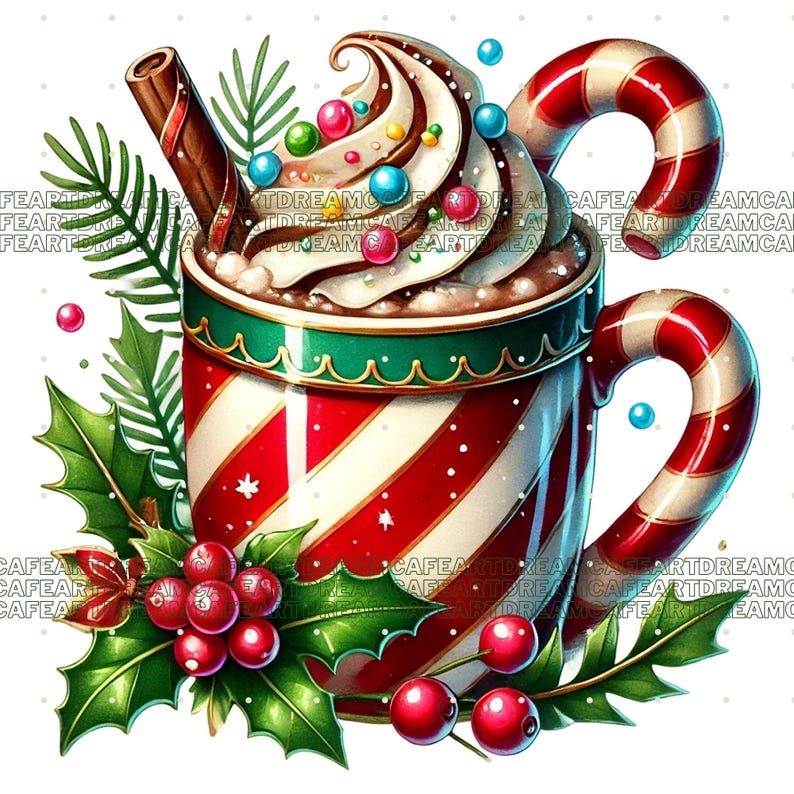 Christmas Drinks Clipart Bundle, 94 PNG Set 3 Festive Beverage ...