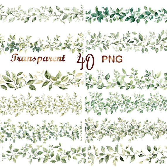 Watercolor Greenery Border