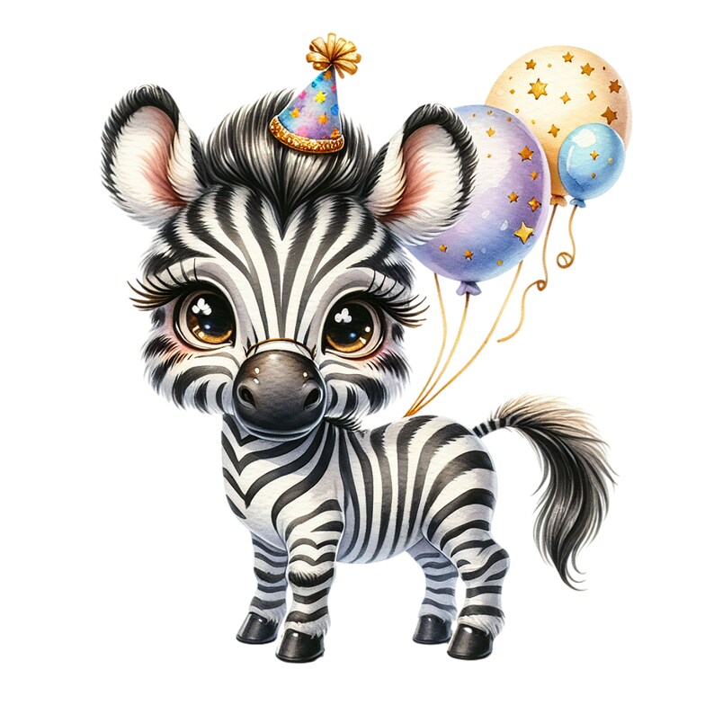 48 PNG, Watercolor Baby Zebra Clipart Bundle, Cute Zebra Clipart ...