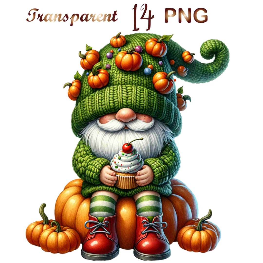14 Cute Gnome Clipart,gnome Clipart Bundle, Autumn Gnome Png,,autumn ...