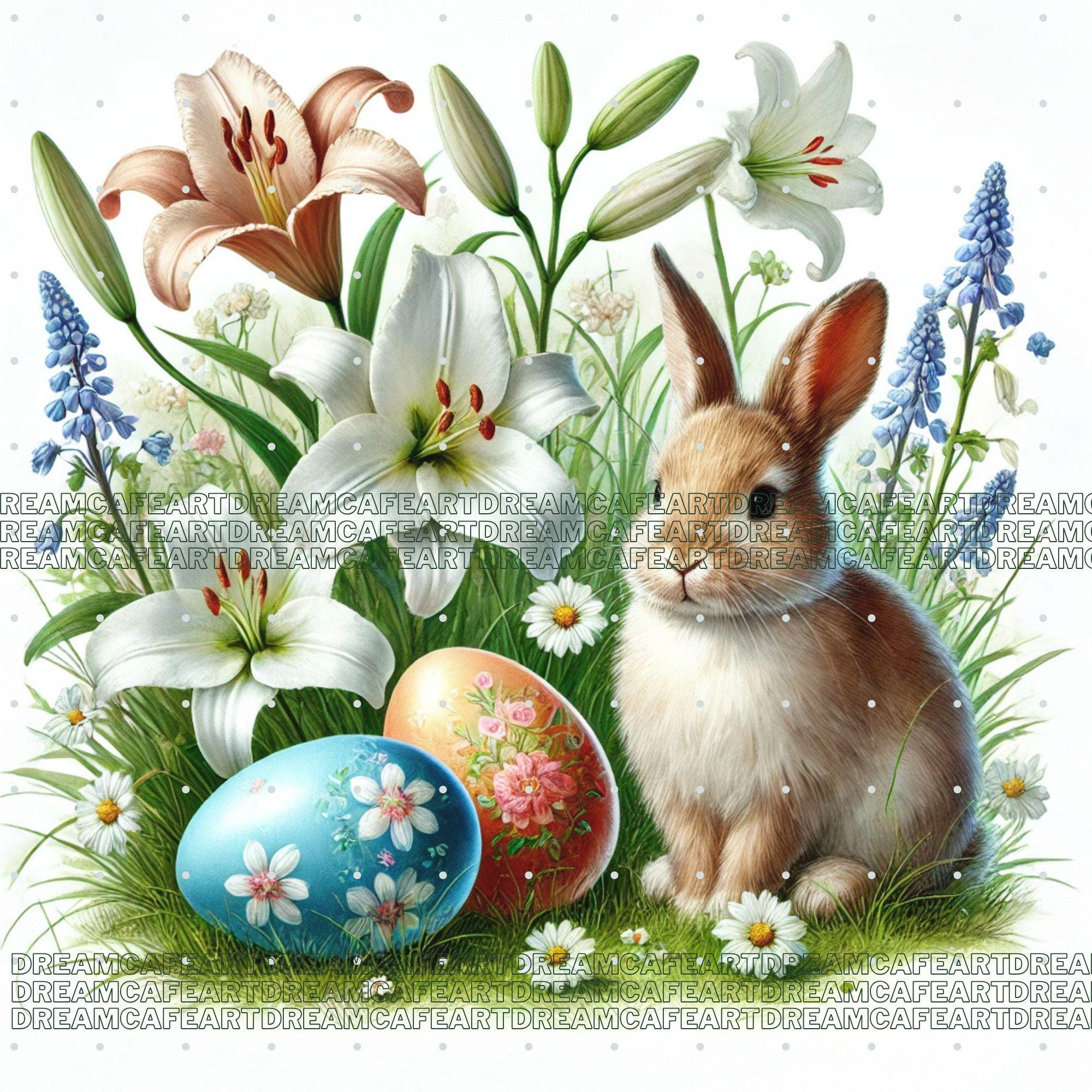 40 PNG Easter Clipart Bundle, Easter Lilies Clipart, Spring Holiday ...