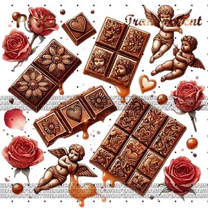47 PNG Set 3 Sweet Chocolates Valentine's Day Clipart Bundle, Valentine ...