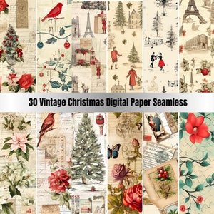 30 Seamless Vintage Christmas Digital Paper Pack, Winter Holiday ...