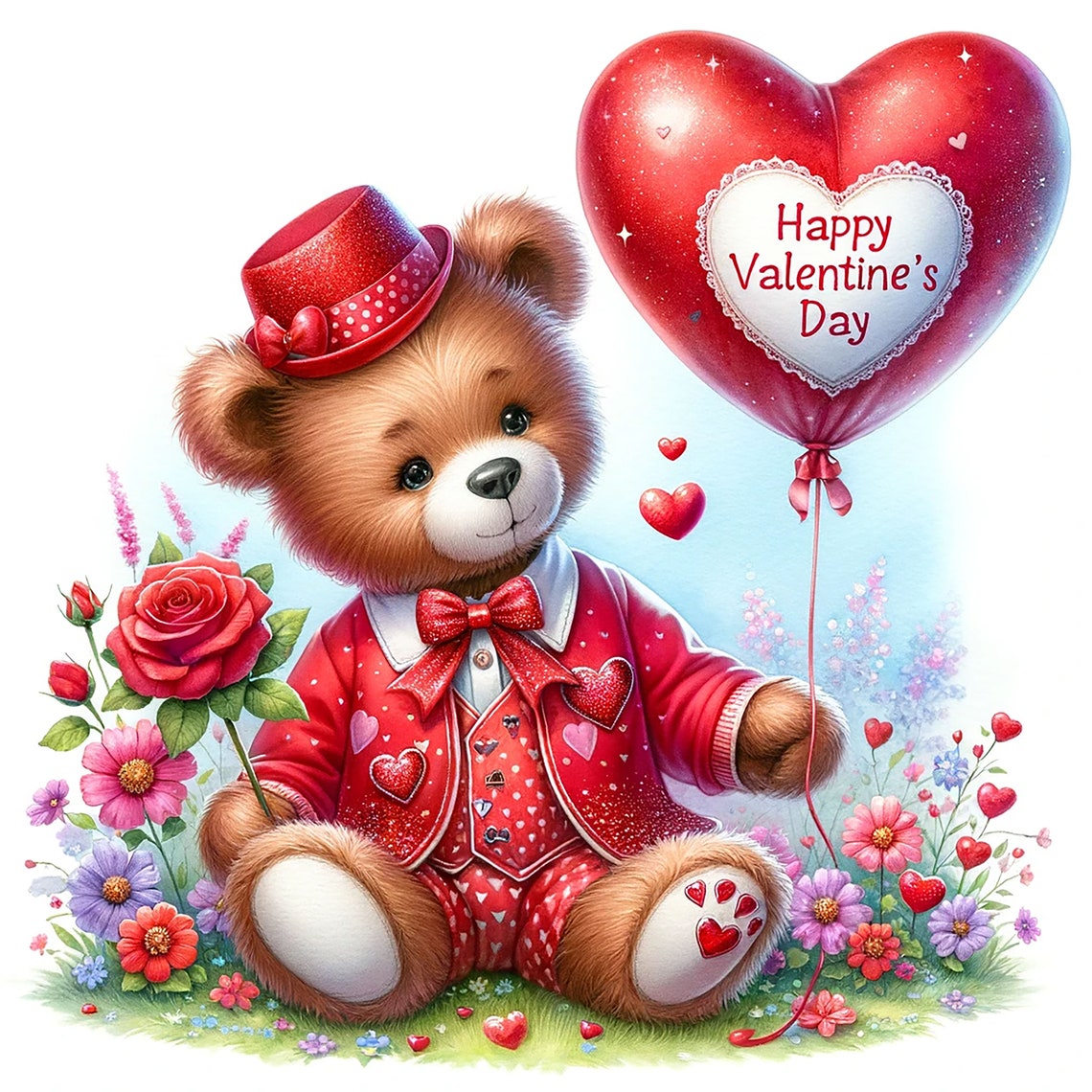 14 Valentine's Day Teddy Clipart Jpgs, High Quality Jpgs, Card Making ...