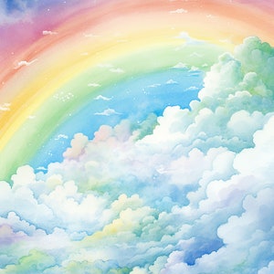 50 Printable Rainbow Digital Paper,jpgs,rainbow Background,magical ...