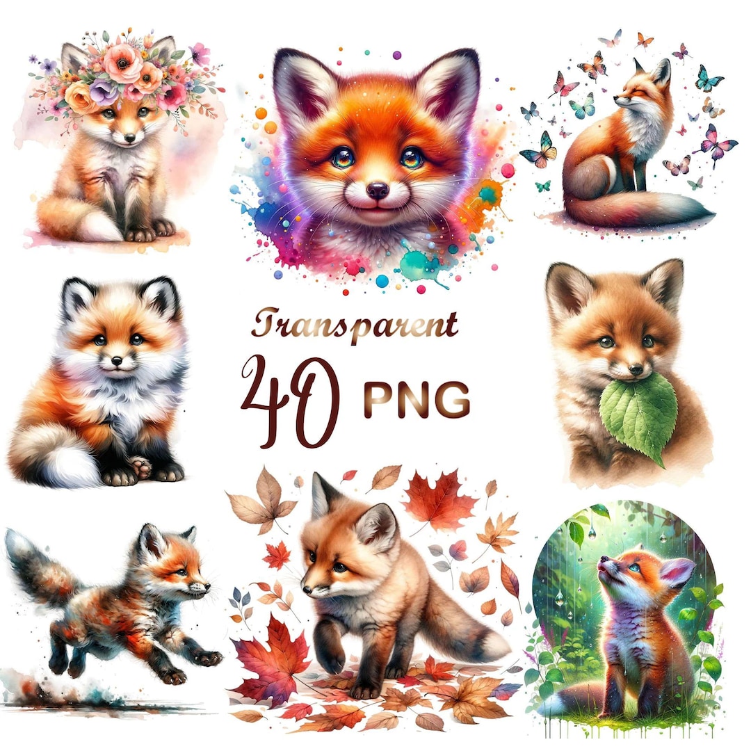 40 Fox Png, Fox Clipart, Baby Fox Clipart, Watercolor Fox Clipart, Cute ...