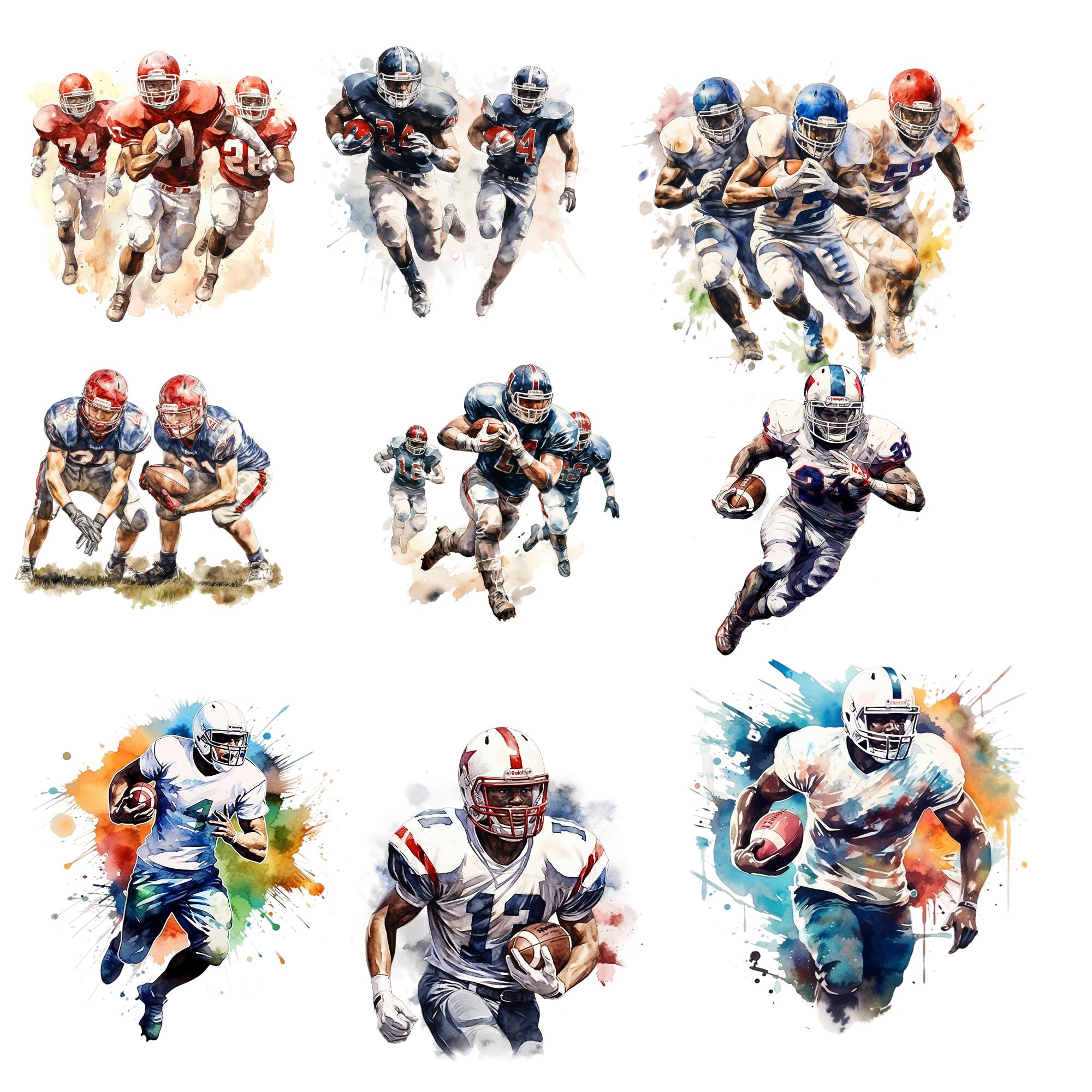 50 PNG Watercolor American Football Clipart, Soccer, Fans, Uniform ...