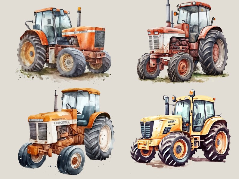 22 Watercolor Farm Tractor Png, Tractor Png, Tractor Farm Png, Farm ...
