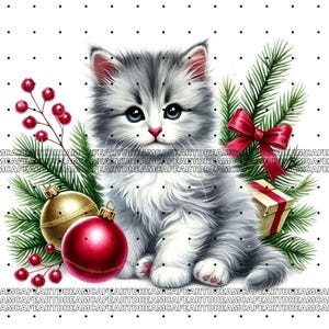 21 PNG Set 8 Christmas Kitten Clipart Bundle, Meowy Christmas Clipart ...