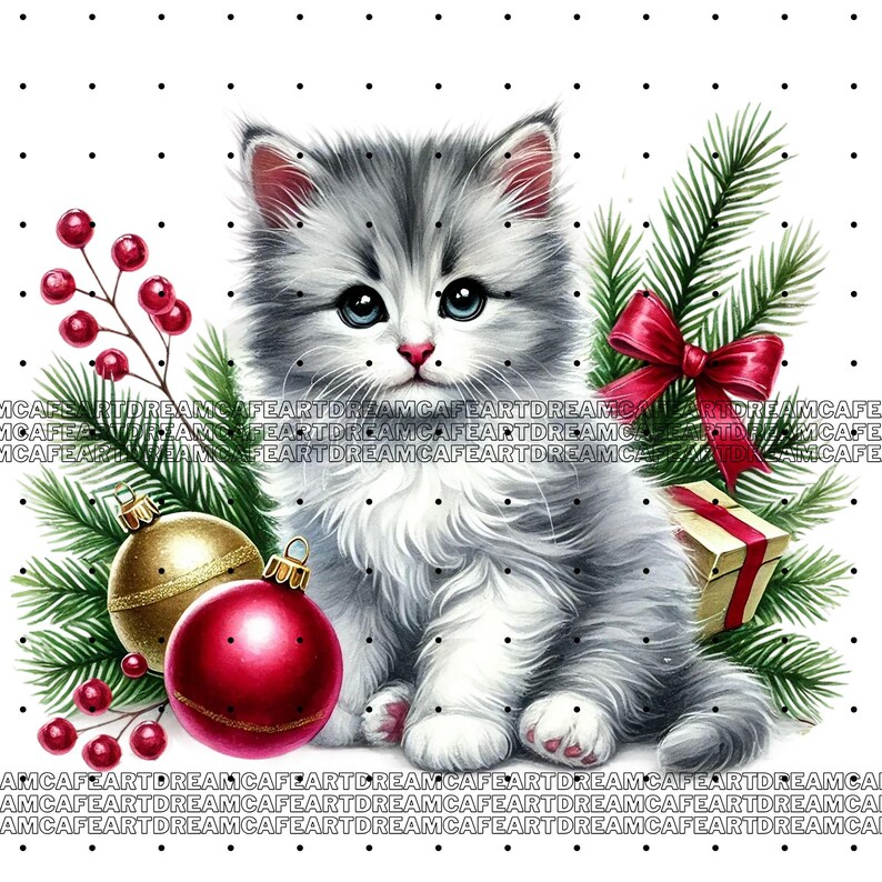 21 PNG Set 8 Christmas Kitten Clipart Bundle, Meowy Christmas Clipart ...