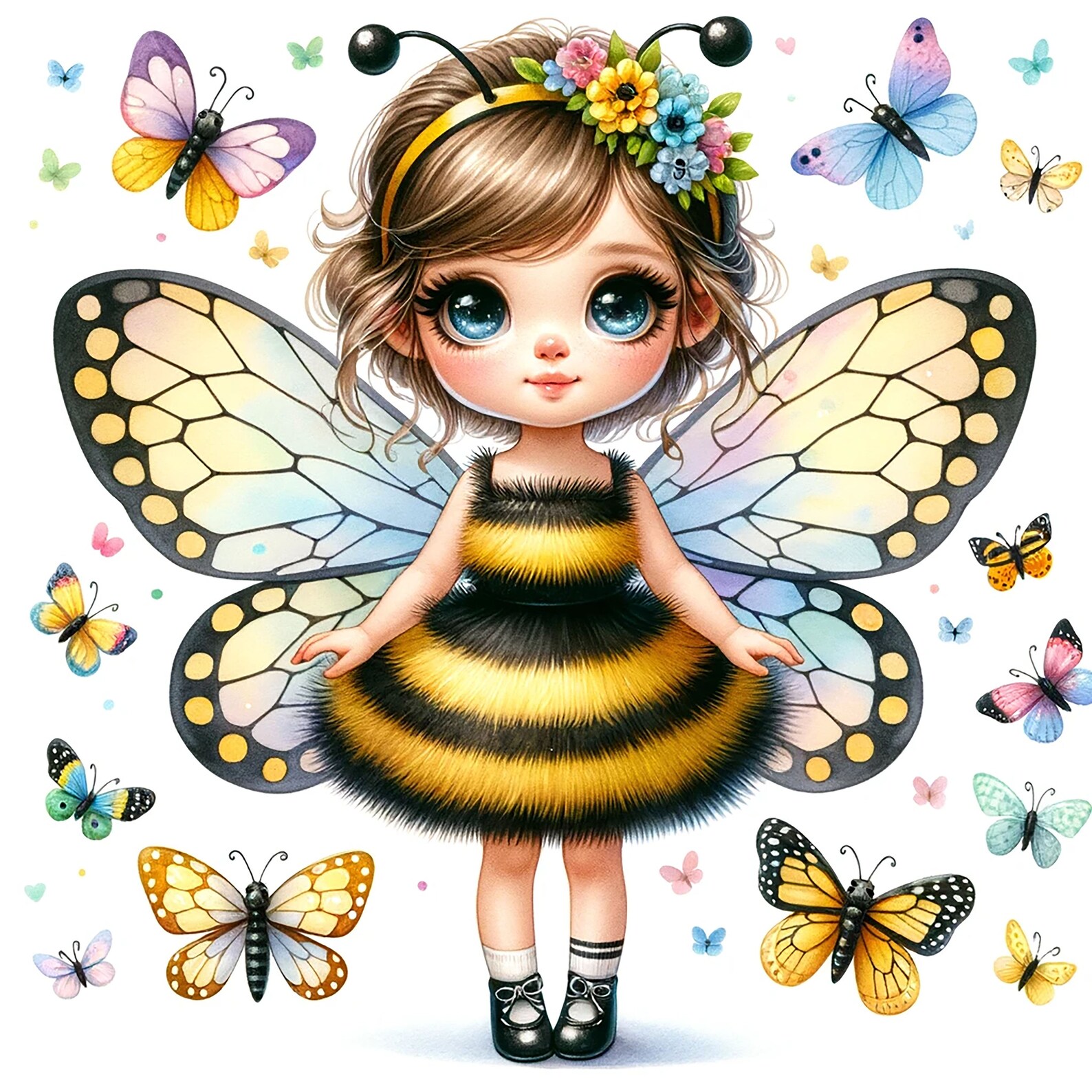 27 PNG Bee Fairy Clipart Bundle, Bee Fairy Clipart, Watercolor Bee ...