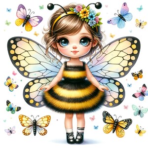 27 PNG Bee Fairy Clipart Bundle, Bee Fairy Clipart, Watercolor Bee ...