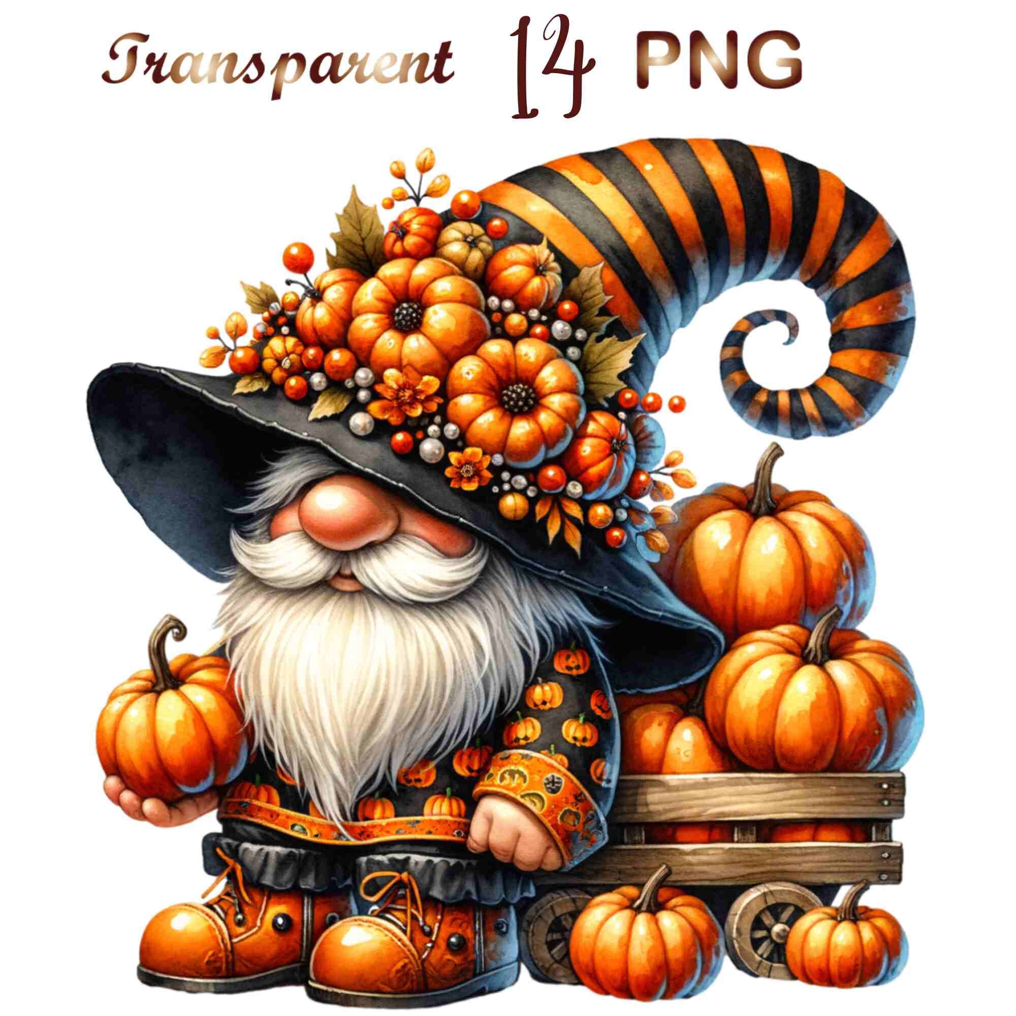 14 Cute Gnome Clipart,gnome Clipart Bundle, Autumn Gnome Png,,autumn ...