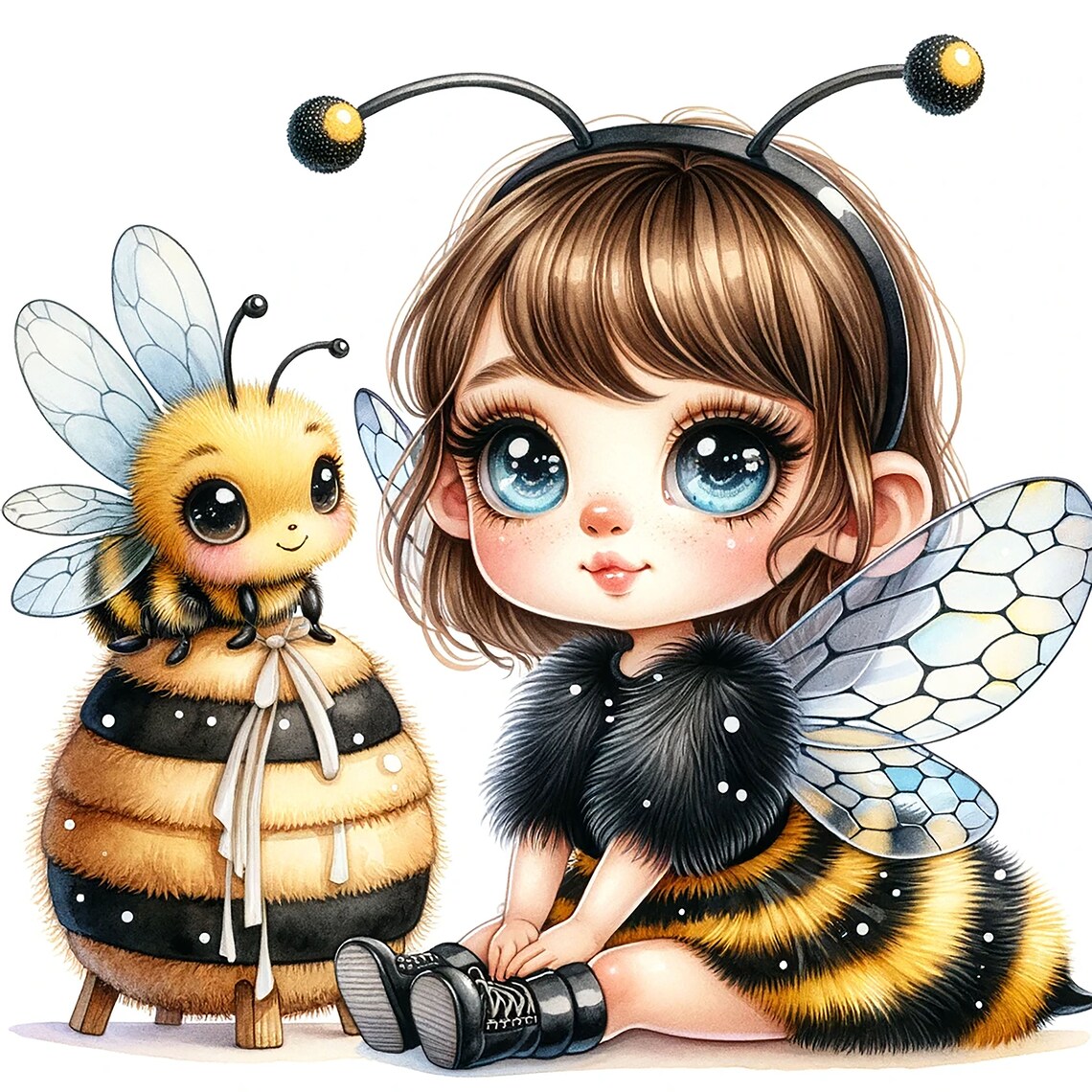 27 PNG Bee Fairy Clipart Bundle, Bee Fairy Clipart, Watercolor Bee ...