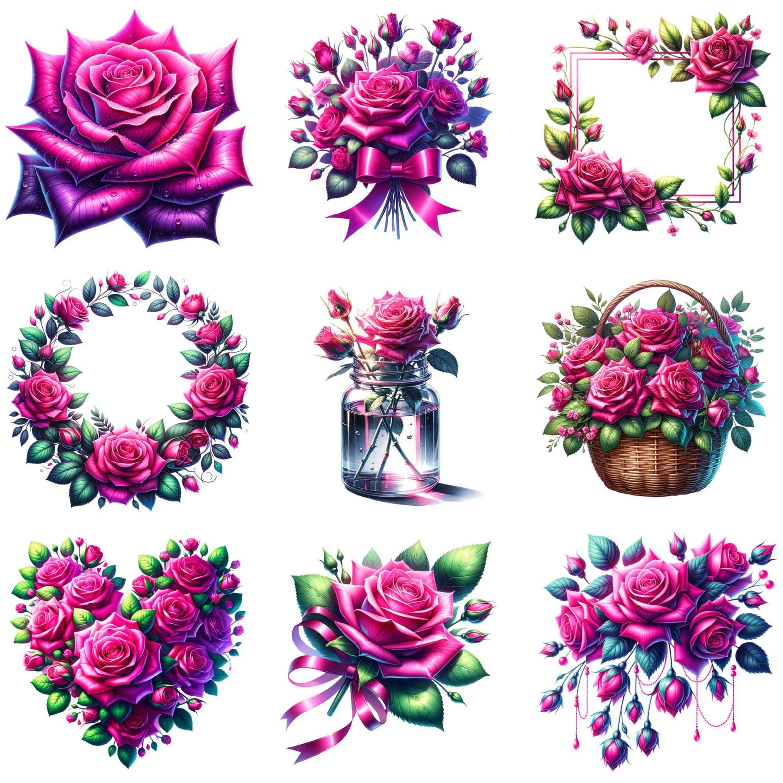 52 Fuchsia Flowers Clipart, Fuchsia Pink Roses, Roses Clipart, Pink ...