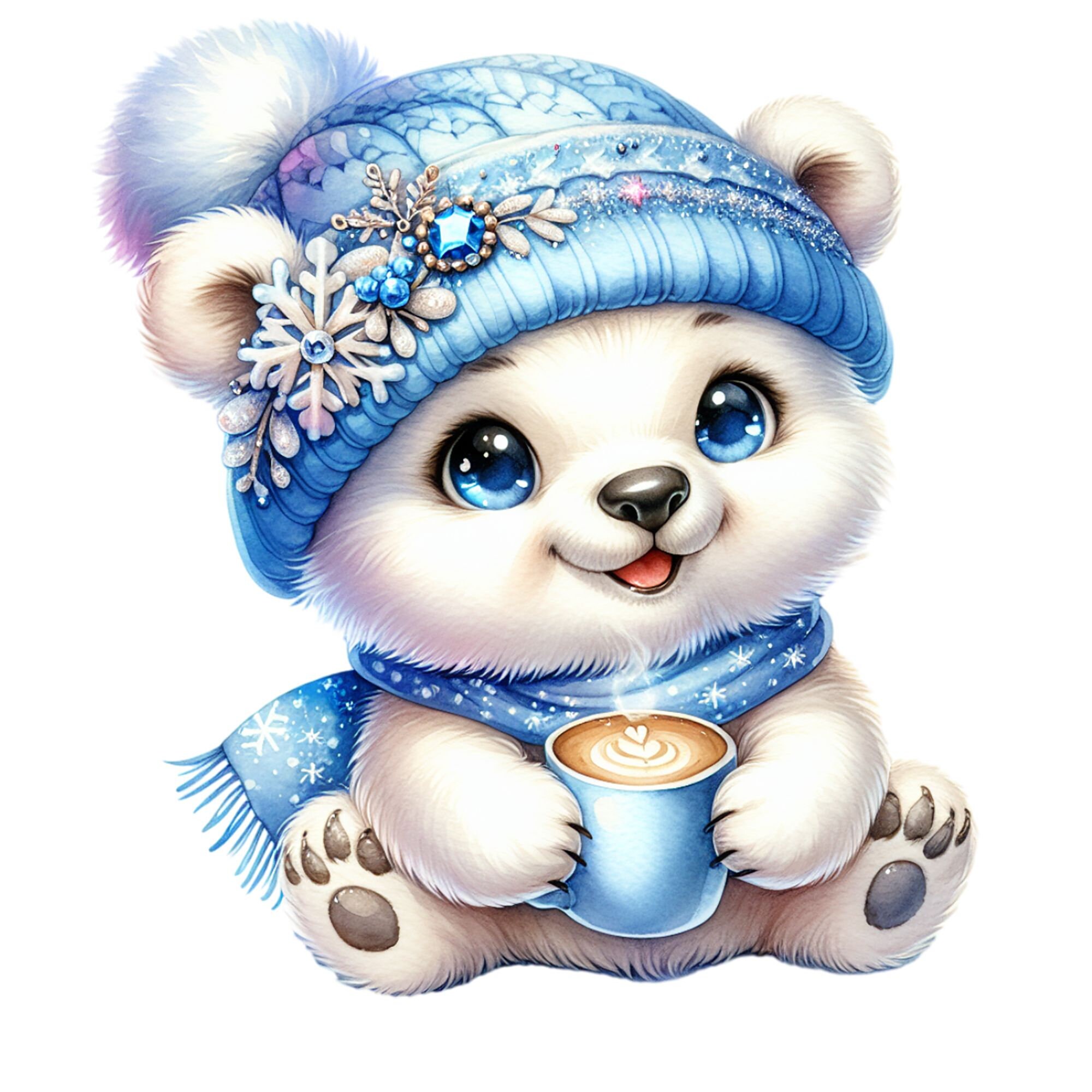 21 PNG, Christmas Polar Bear Clipart Bundle, Polar Bear Clip Art, Cute ...