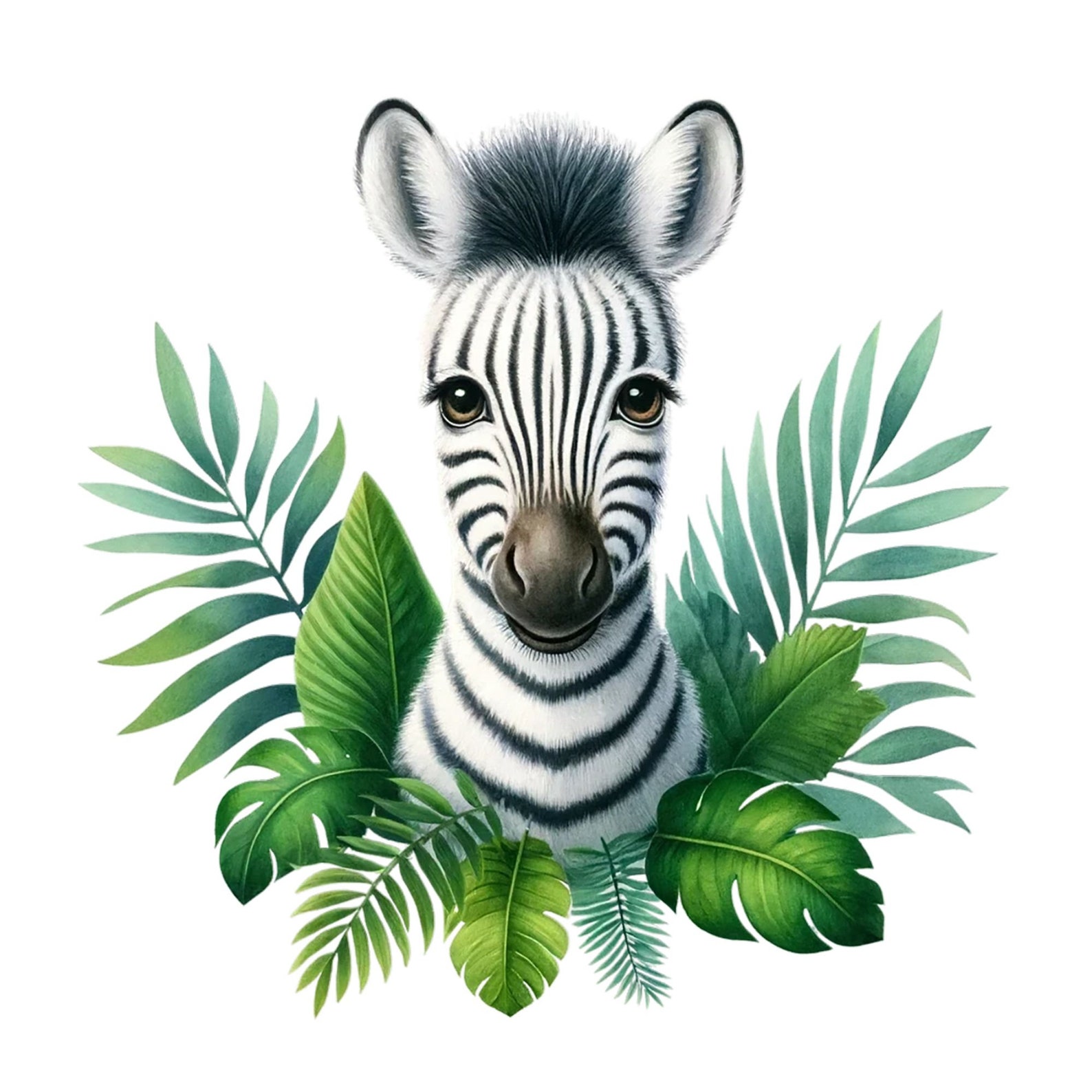 30 PNG, Watercolor Baby Animals in Leaves Clipart, Safari Animals ...