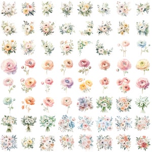 150+ PNG Pastel Wedding Flowers Clipart Bundle, Floral Clipart,floral ...