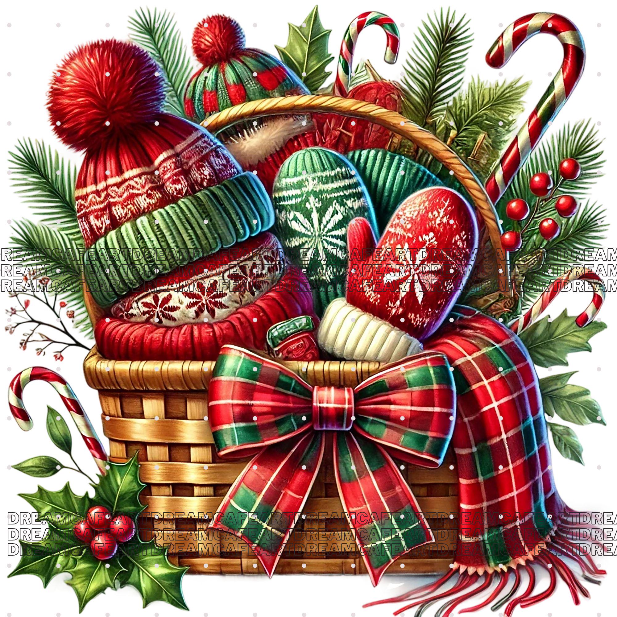 35 PNG Set 1 Christmas Baskets Clipart Bundle, Holiday Festive Gift ...