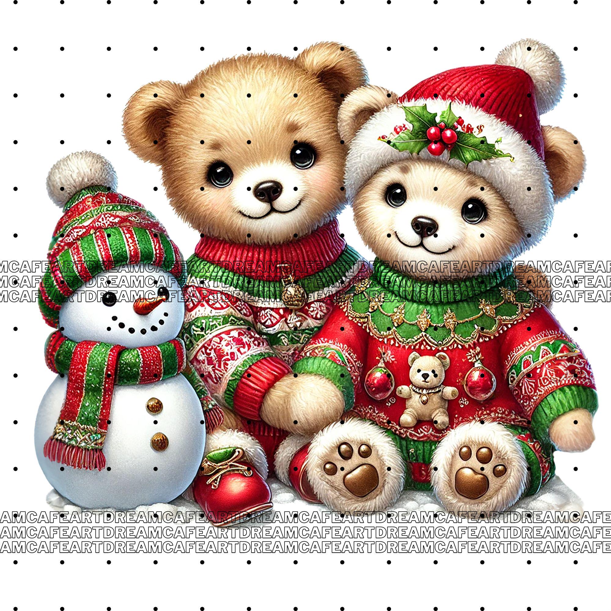 20 PNG, Christmas Bears Clipart Bundle, Graphic Design Bears, Cute X ...
