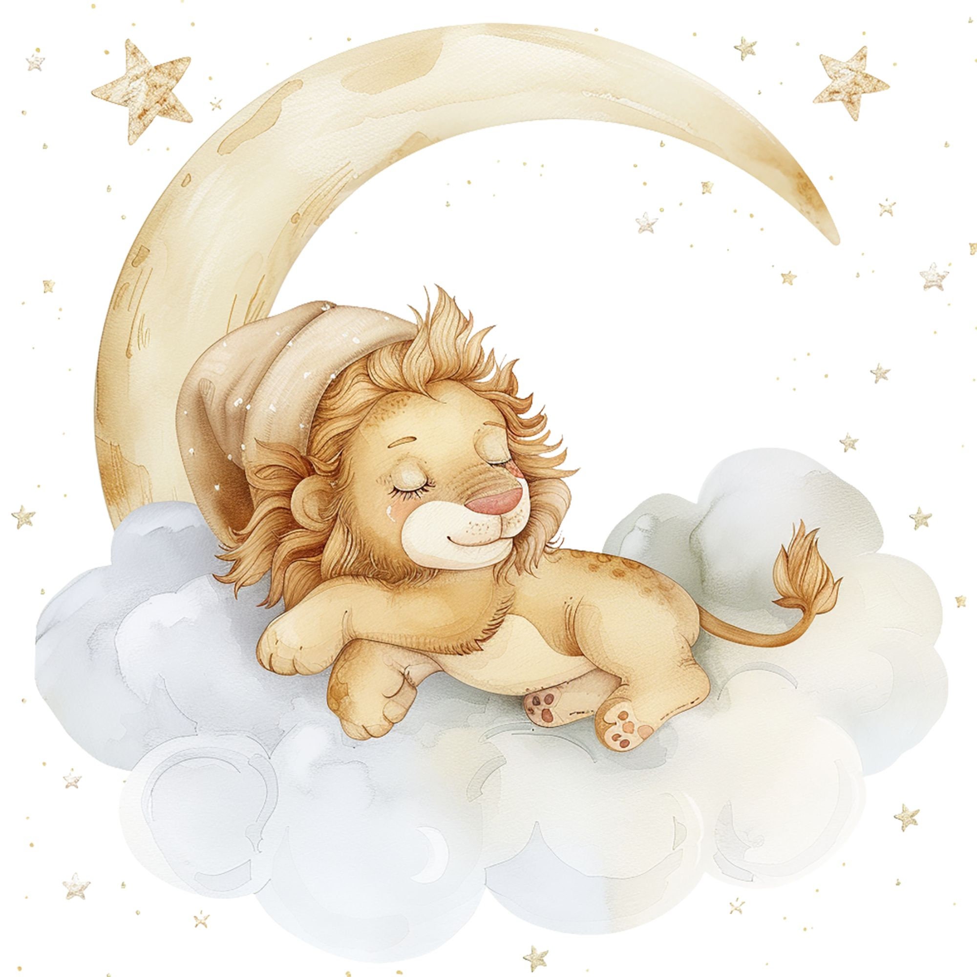 40 PNG, Watercolor Boho Sleepy Animals Clipart Bundle, Animals Bundle ...