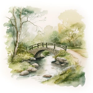 10 Cobblestone Bridge Clipart, Watercolor Clipart, Jpgs, Commercial Use ...