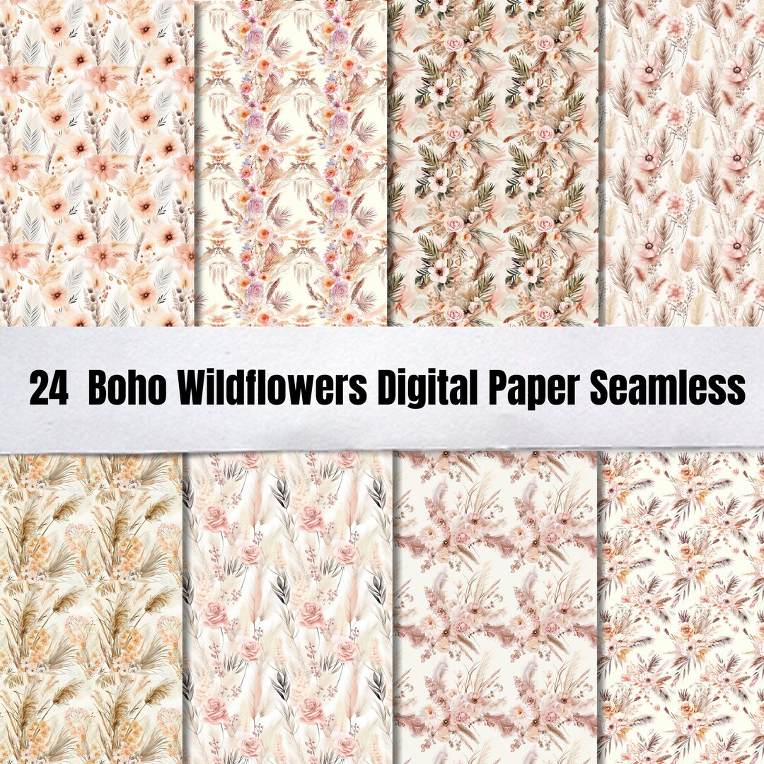 24 Wildflowers Seamless Pattern,boho Seamless File,boho Pattern,boho ...