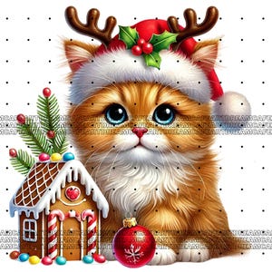 25 PNG Christmas Kitten Clipart Bundle, Set 5, Cute Christmas Cats ...