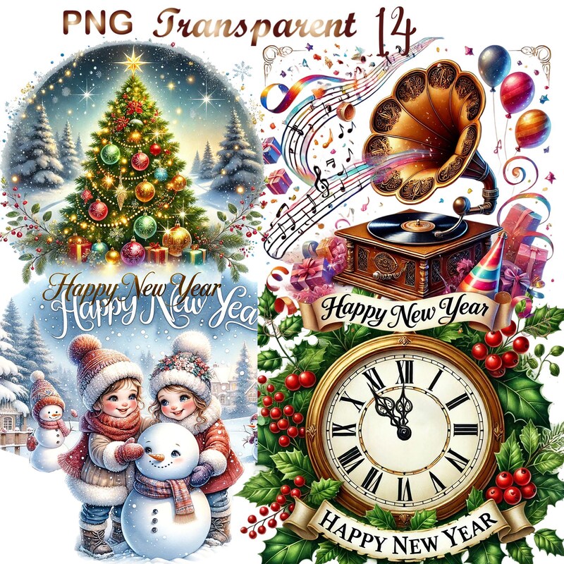 New Year Clipart - Etsy