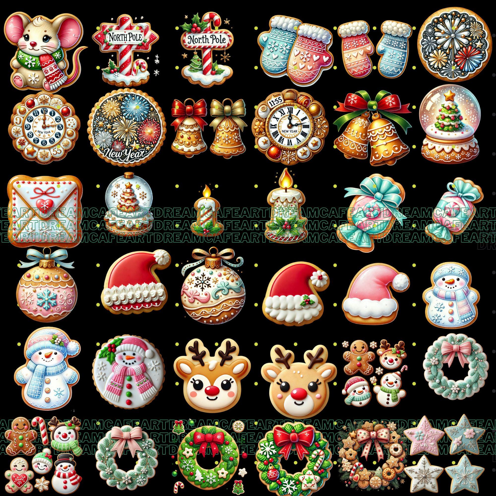 Gingerbread Clipart Bundle, 230PNG Festive Cookie Graphics, Holiday ...