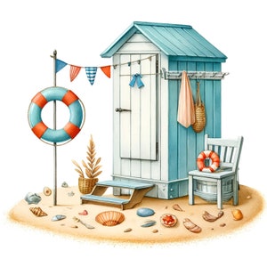 32 Jpgs Watercolor Nautical Collection Clipart, Beach Clipart Bundle ...