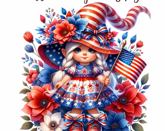 Memorial Day Gnome Clipart, 4th of July Gnome PNG, Patriotic Gnome ...