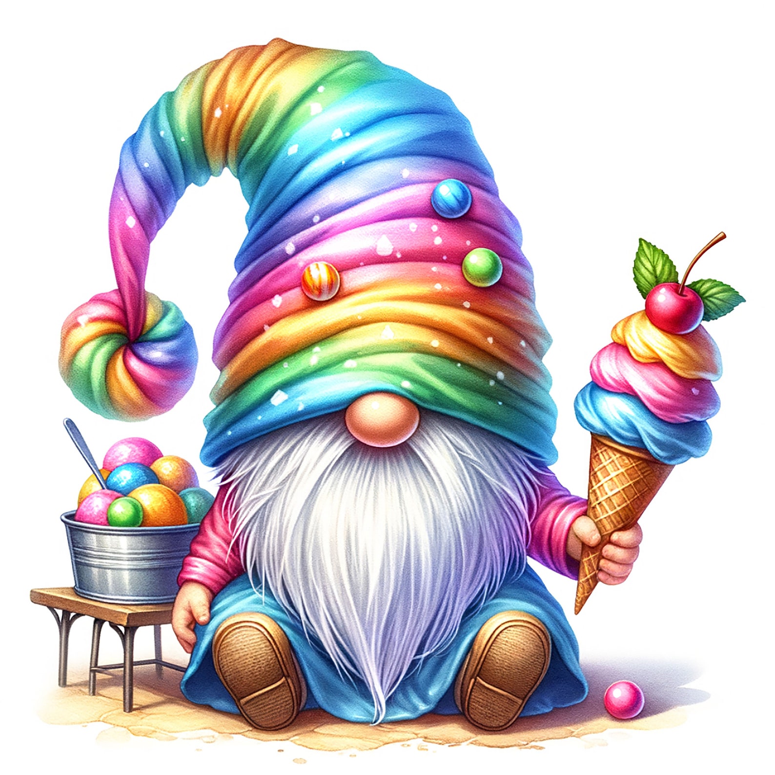 27 PNG, Ice Cream Gnome Clipart, Gnome Clipart Bundle,summer Gnomes ...