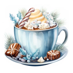 22 Watercolor Hot Chocolate Clipart,jpgs, Watercolor Hot Cocoa ...